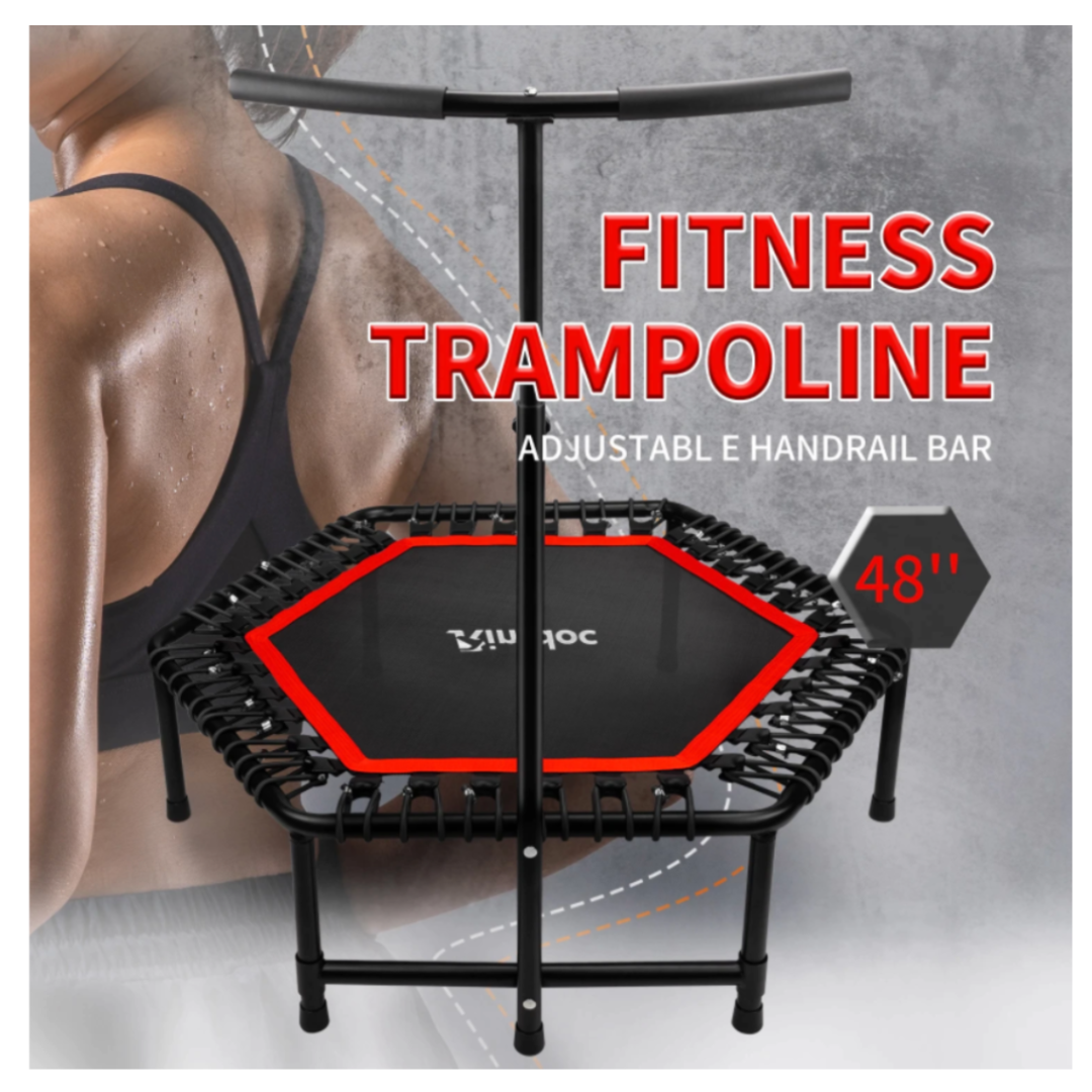 48" Foldable Mini Trampoline Fitness Rebounder with Adjustable Foam ...