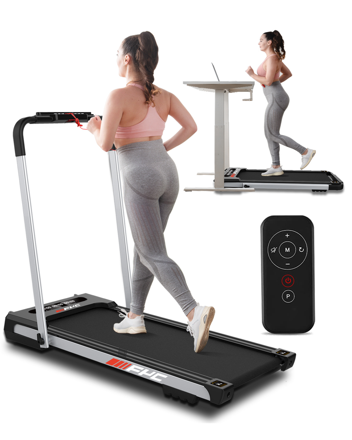 FYC Under Desk Treadmill - 2 in 1 Folding Treadmill for Home 300LBS ...